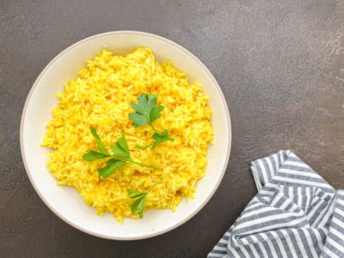 Saffron Yellow Rice In Rice Cooker : Cooking With Bliss